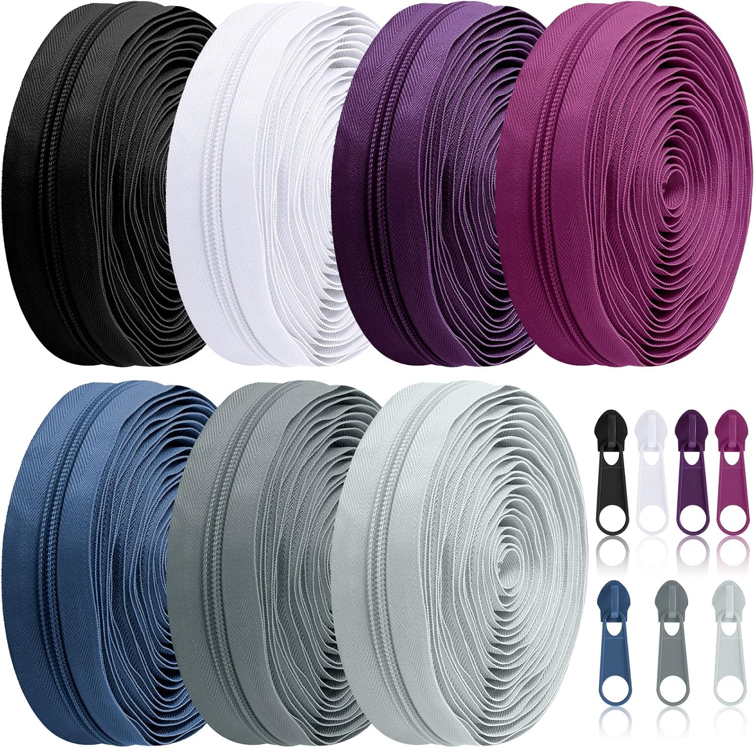 Amazon.com: Syhood 35 Yards 7 Pcs Sewing Zippers #5 Nylon Assorted Coil ...