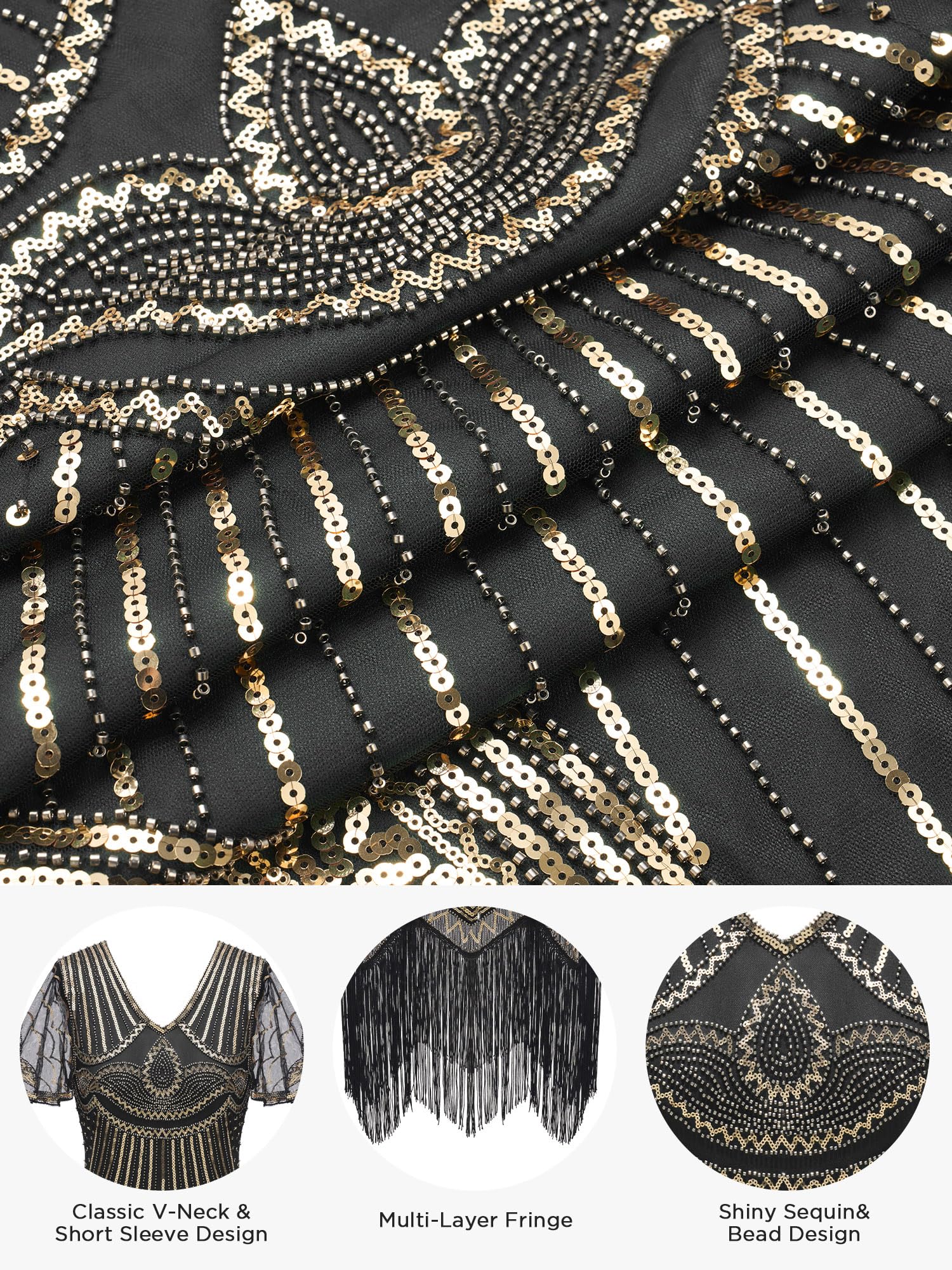 Snapklik.com : YESSA 1920s Flapper Dresses For Women, Sheer Beaded ...