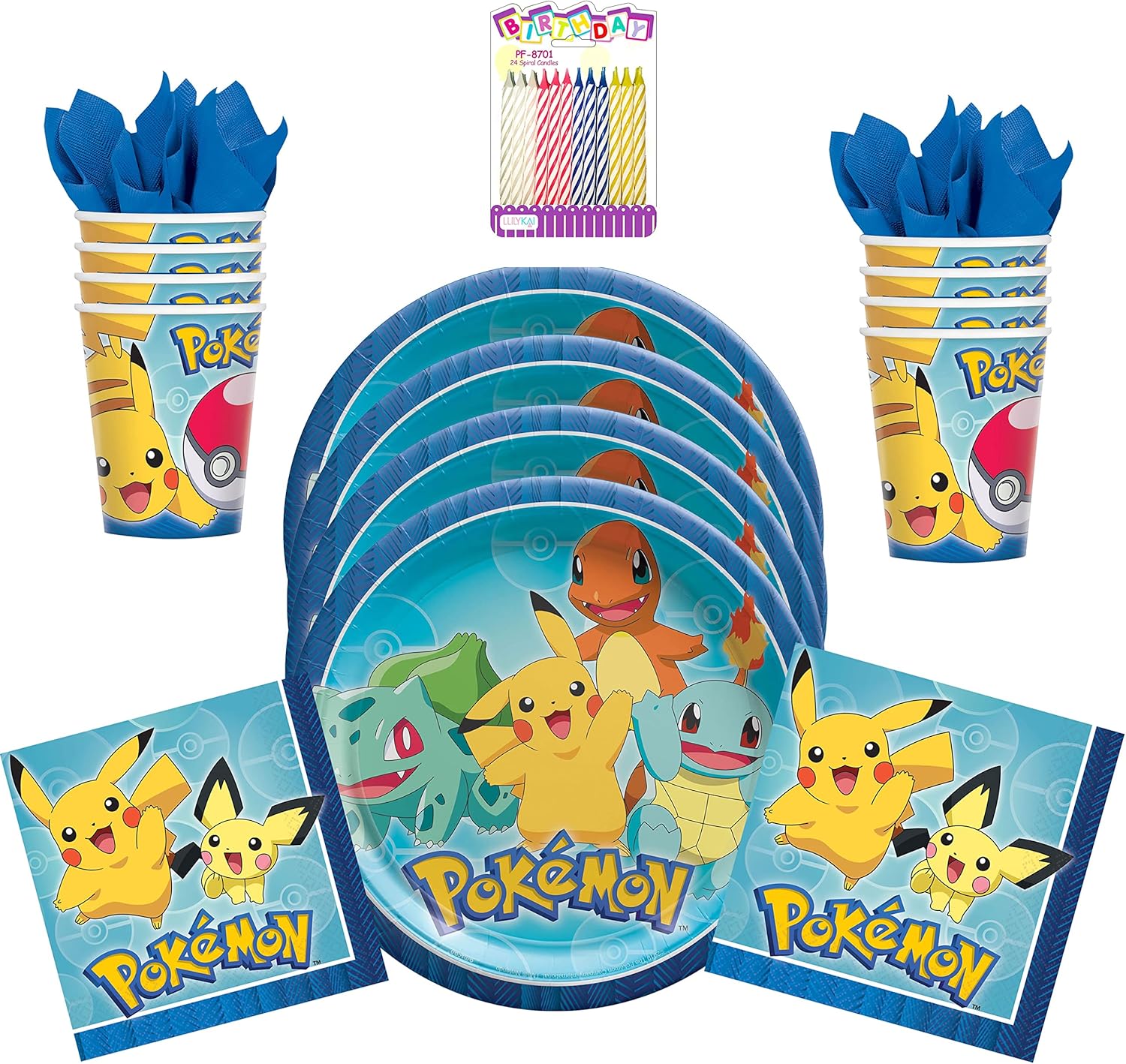 Amazon.com: Pokemon Party Supplies Pack Serves 16: Dinner Plates ...