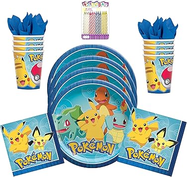 Amazon.com: Pokemon Party Supplies Pack Serves 16: Dinner Plates ...