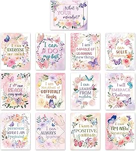 Yopyame 13Pcs Spring Watercolor Butterfly Growth Mindset Posters ...