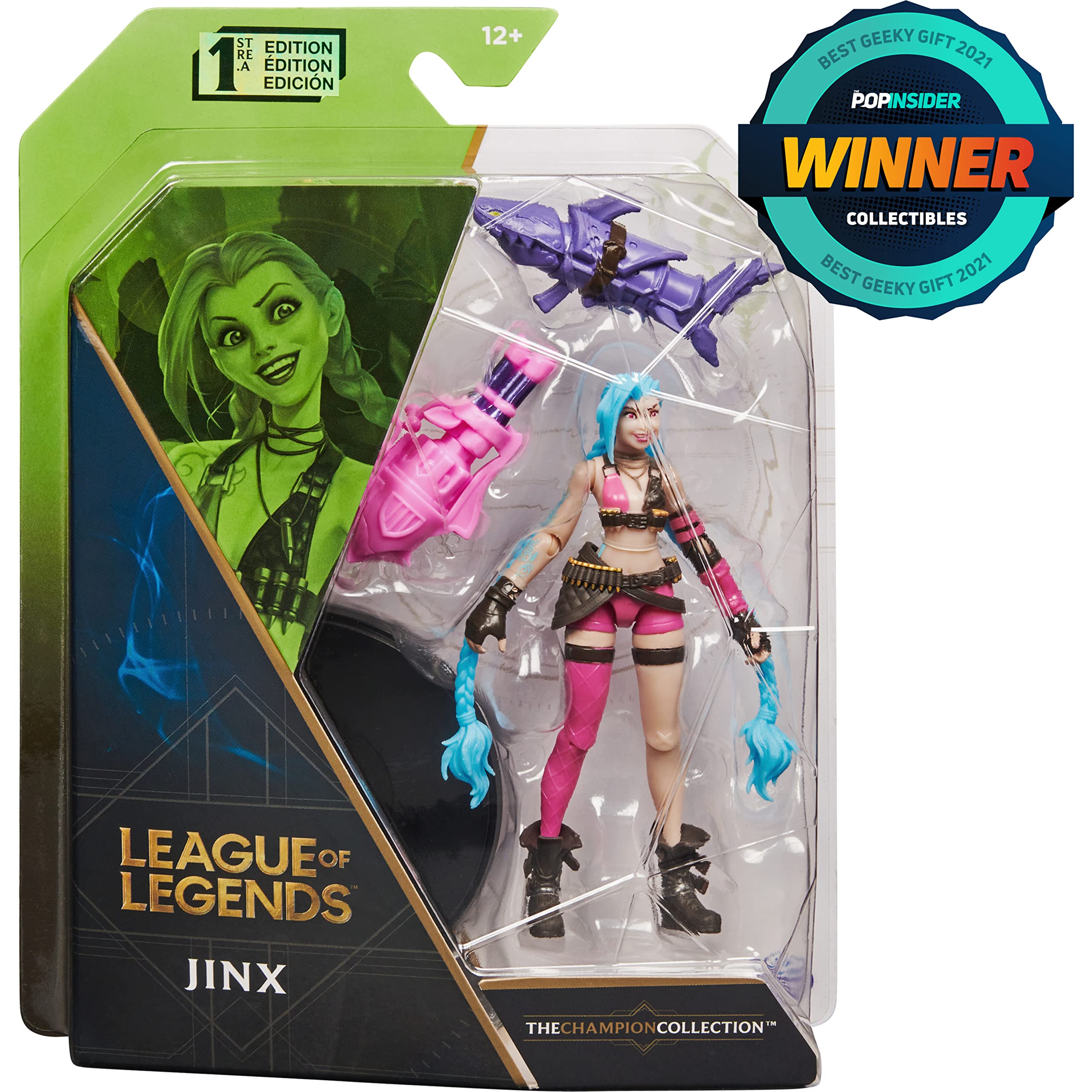 League of Legends, Official 4-Inch Jinx Collectible Figure with Premium ...