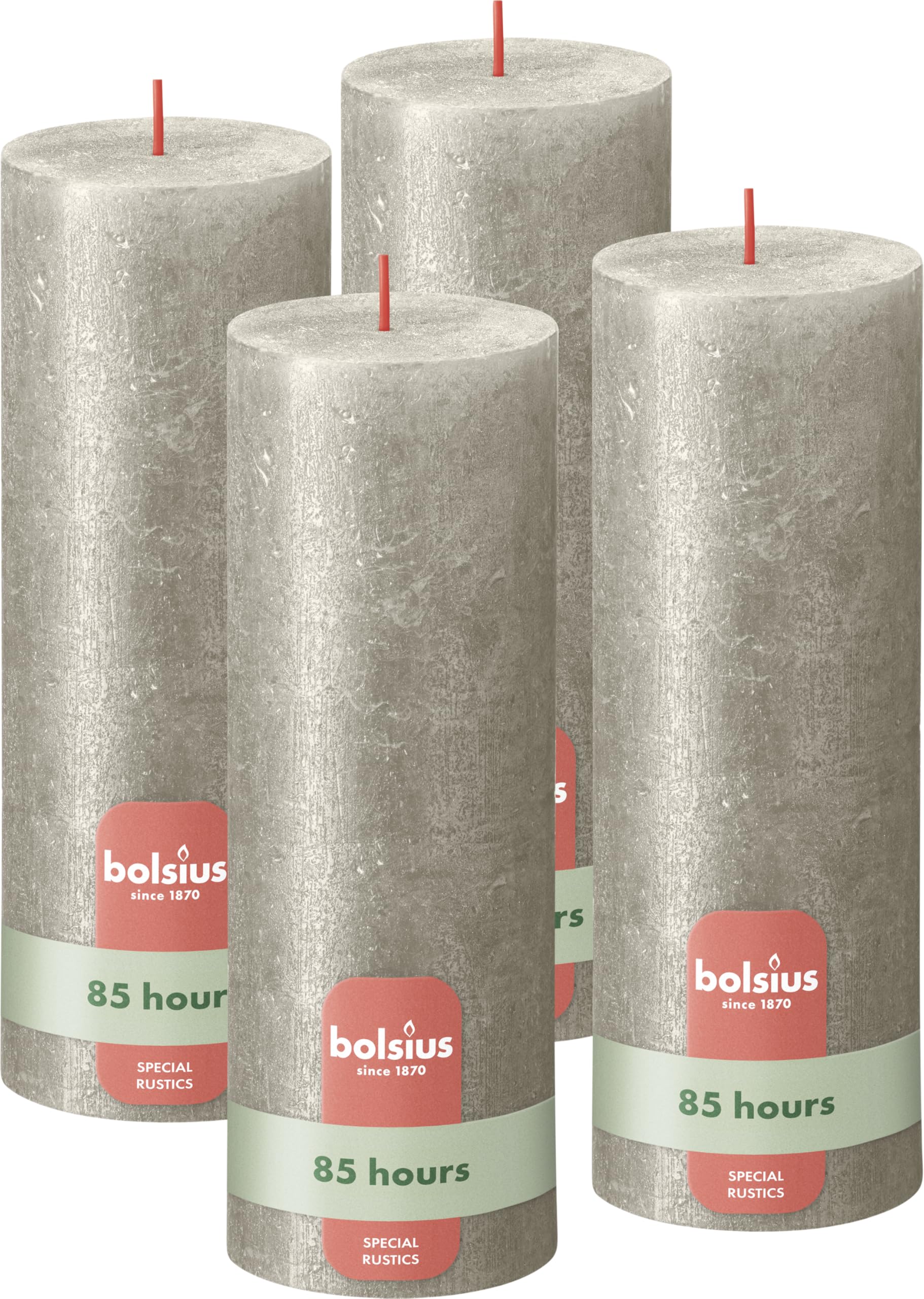 Bolsius Rustic Pillar Candle - Shimmer Champagne - Pack of 4 - Long ...