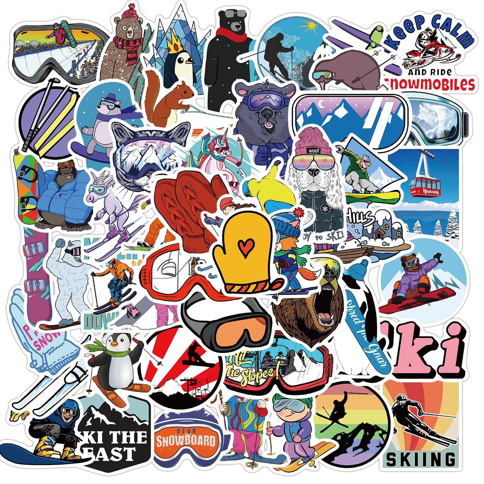 Amazon.com: 100PCS Skiing Stickers Stickers,Winter Ski Decals Vinyl ...