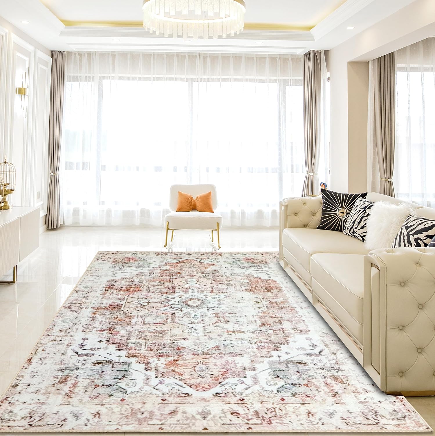 Home Beyond & HB design - Vintage Area Rug, Non-Slip Washable Low Pile ...