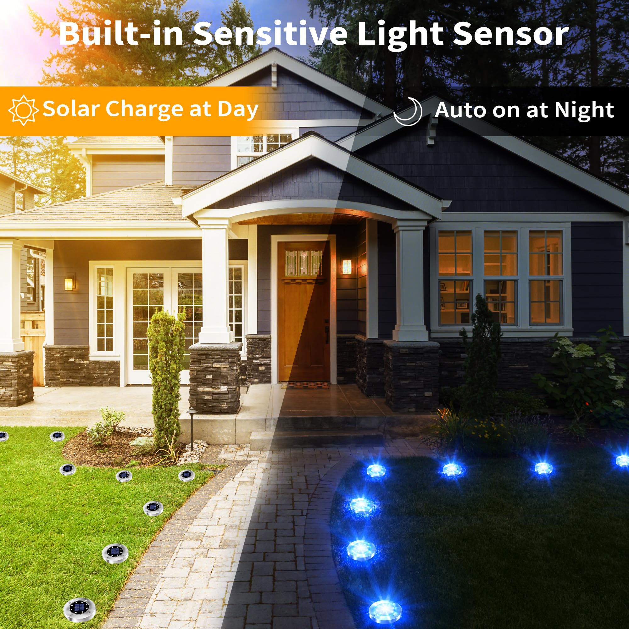 Snapklik.com : Solar Pathway Lights, 12-Pack, Blue, Weatherproof ...