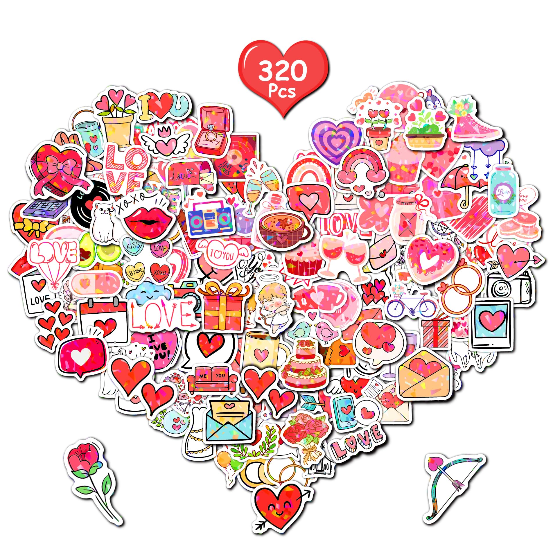 Amazon.com: Valentines Stickers, 16 Sheets Shiny Happy Valentines Day ...