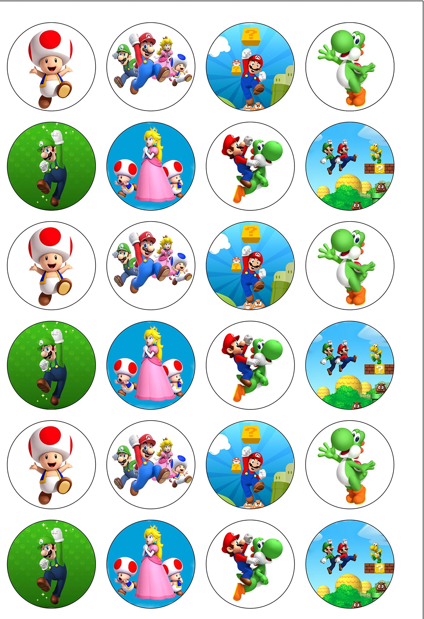 24 Super Mario Edible Wafer Paper Cup Cake Toppers : Amazon.co.uk: Grocery