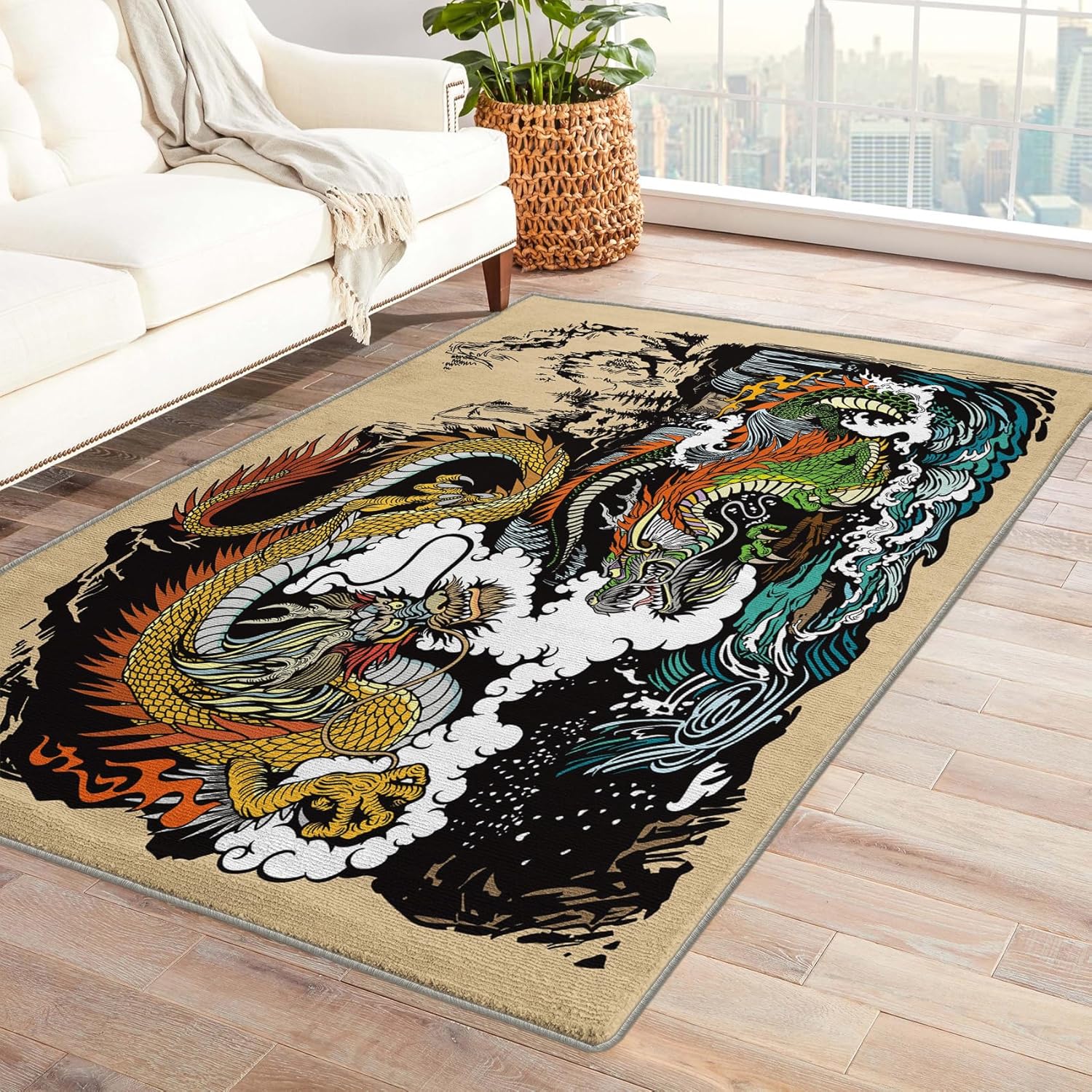 Amazon.com: ZDABAOEC Dragon Rug, 2x3 Rug, Chinese Japanese Area Rugs ...