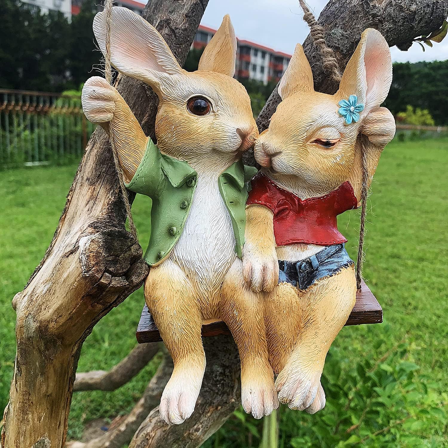 Amazon.com: Shunyaju Garden Rabbit Statue Outdoor Decor Resin Funny ...