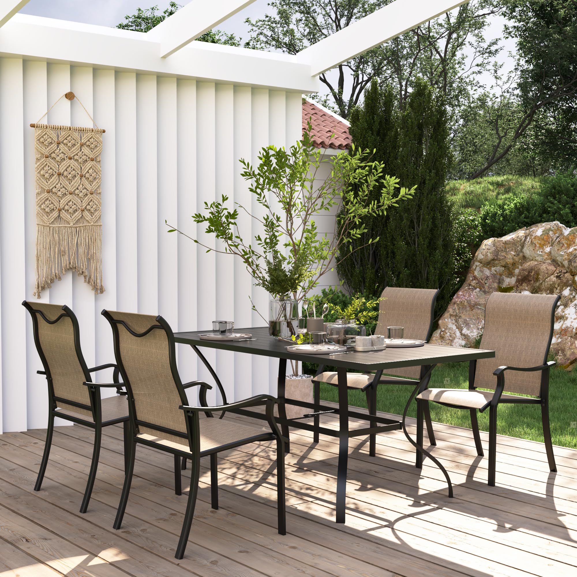 Outdoor Patio Dining Chairs Set of 4, High Back Patio Chairs, All ...