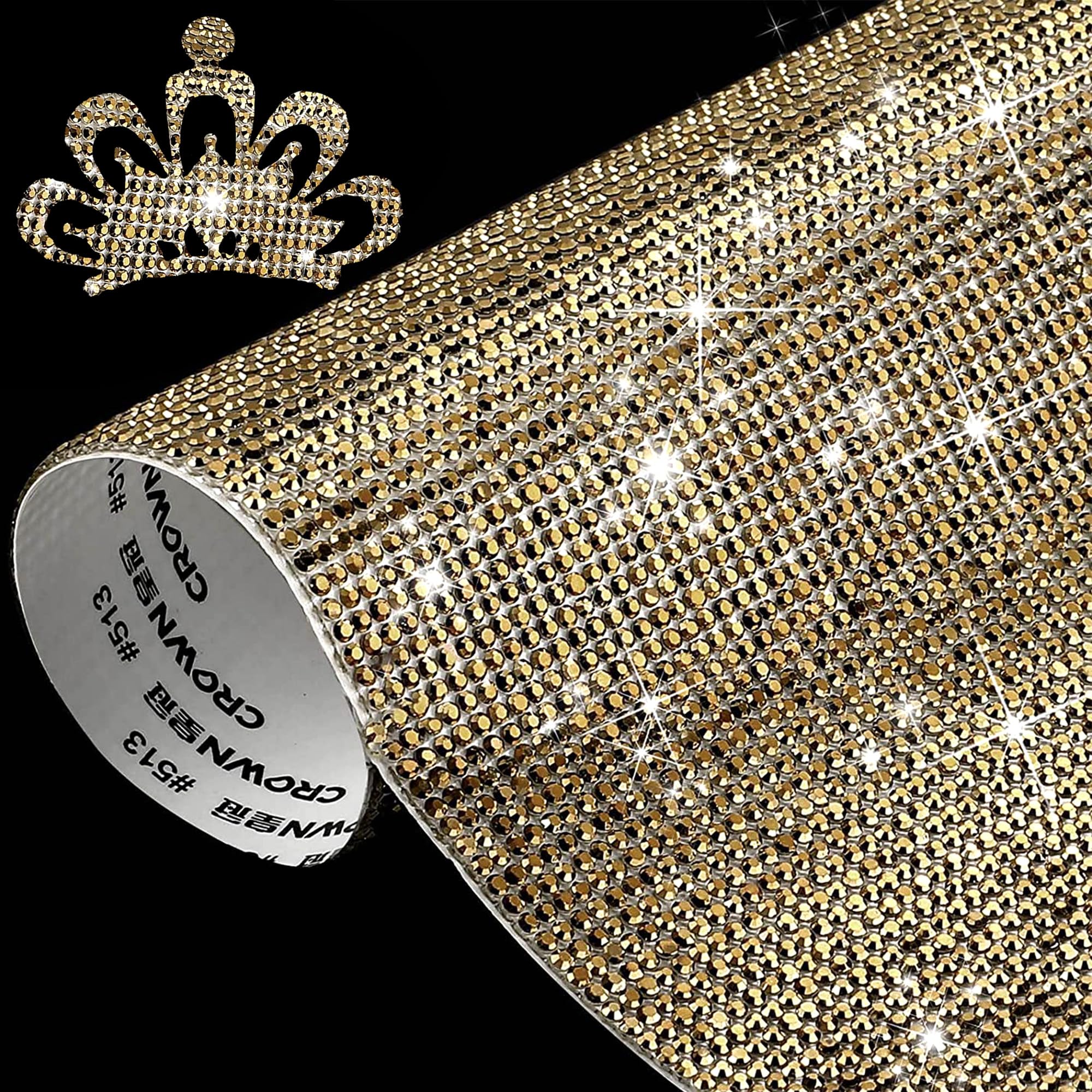 Amazon.com: FULZTEY Bling Rhinestone Sticker Sheet Gold Gem Stickers ...