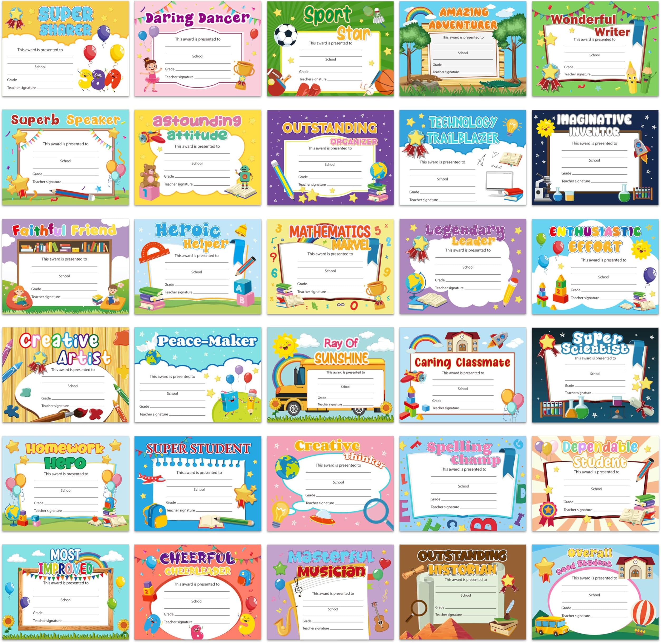 Amazon.com : EYxsaxenk School Student Award Certificates - 60Pcs End of ...