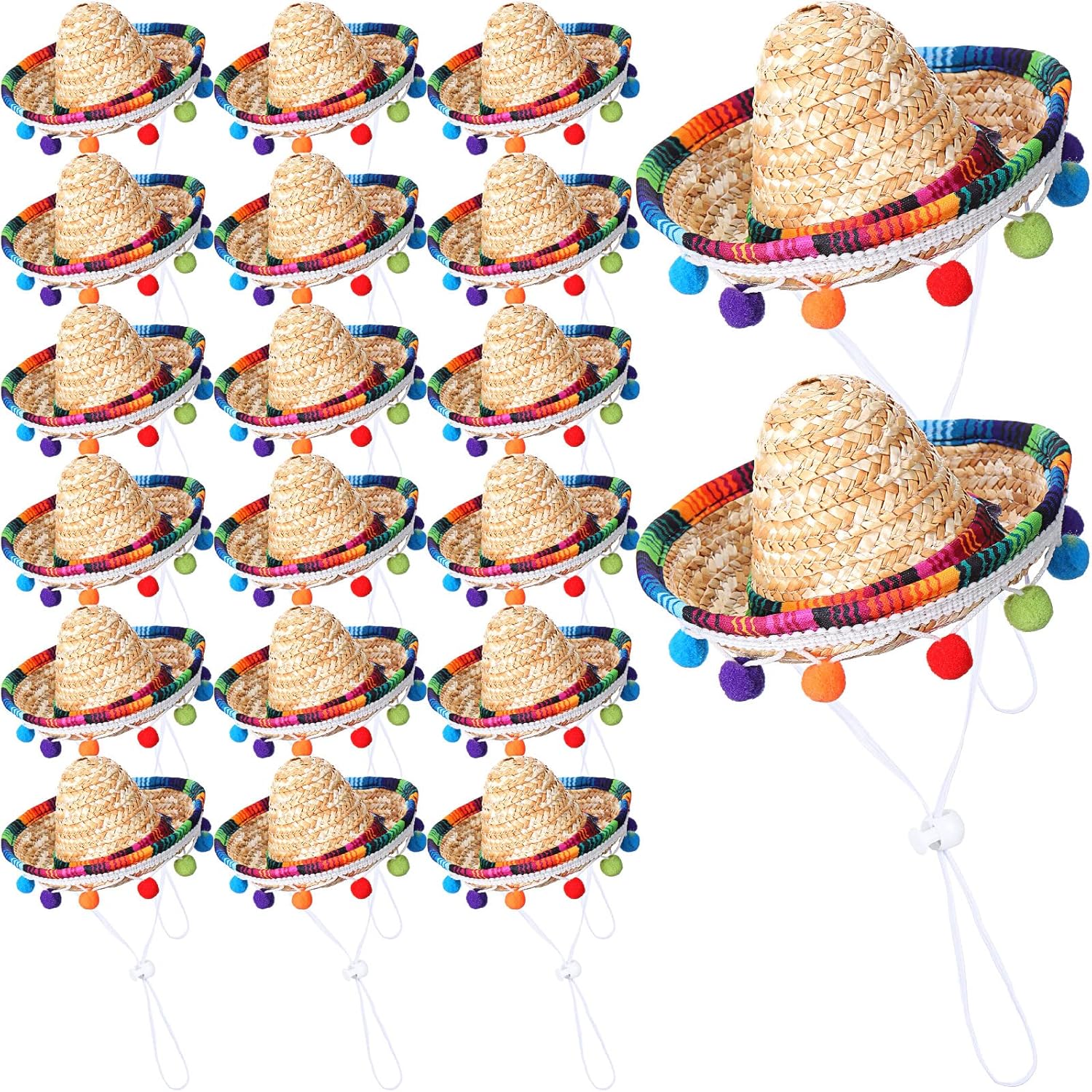 Amazon.com: Silkfly 20 Pcs Mini Sombrero Party Hats Cinco De Mayo Straw ...