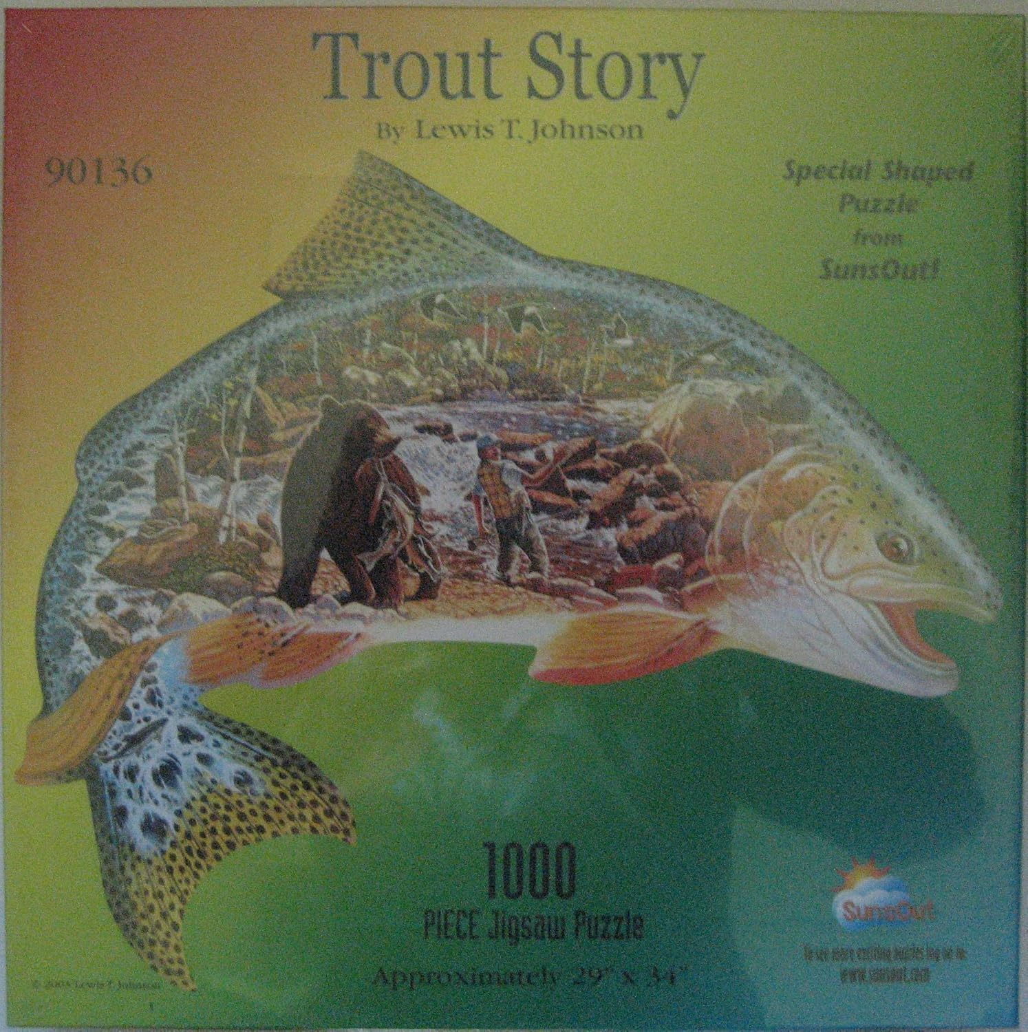 Amazon.com: SunsOut Trout Story Shaped 1000 Piece Jigsaw Puzzle : Toys ...