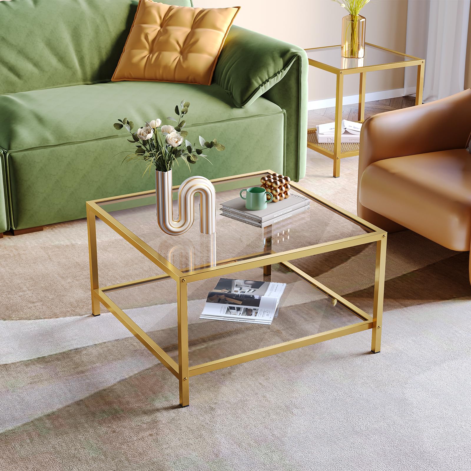 Snapklik.com : SAYGOER Glass Coffee Table
