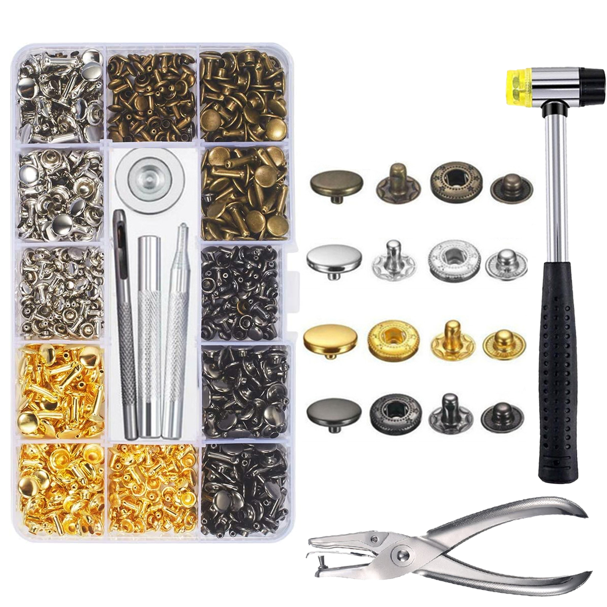 Watch 120 Sets Leather Snap Fasteners Kit on Amazon Live