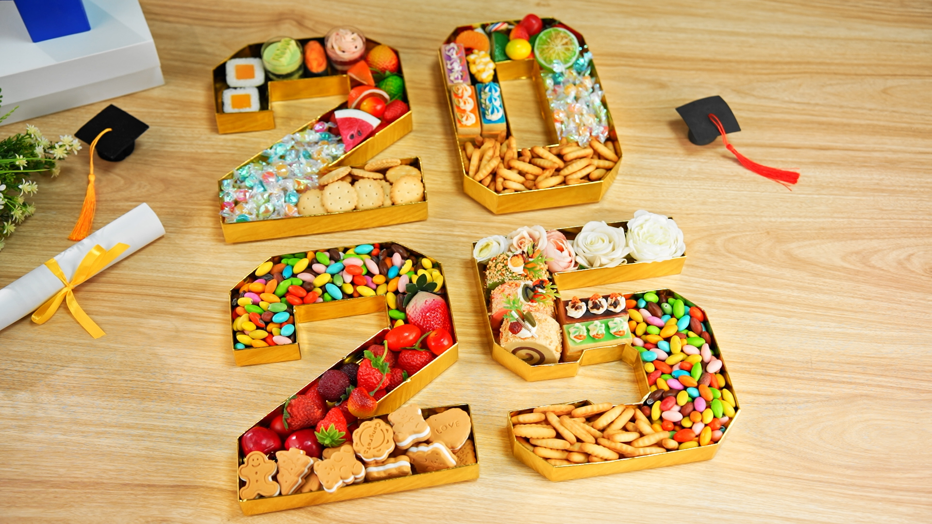 Cardboard Numbers 2025 Numbers Charcuterie Board Box, Fillable ...