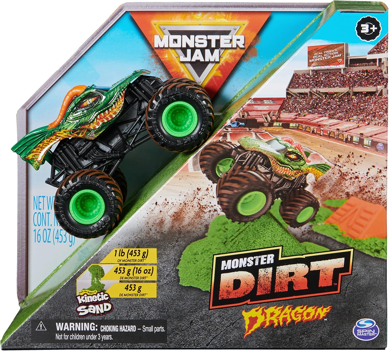 Monster Jam, Dragon Monster Dirt 1lb Playset with Official 1:64 Scale ...
