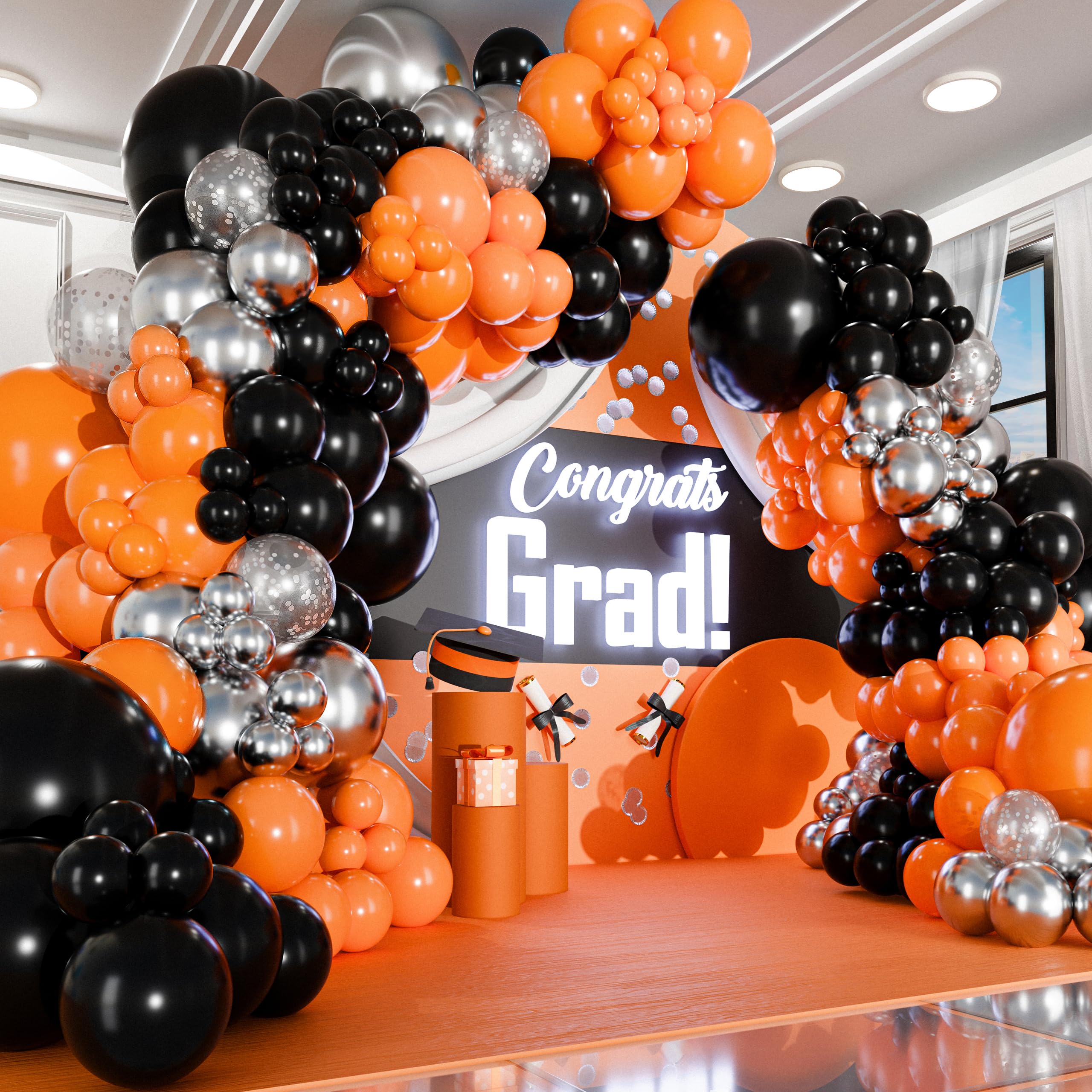 Amazon.com: ALL-IN-1 Orange and Black Balloons Arch Kit & Garland ...