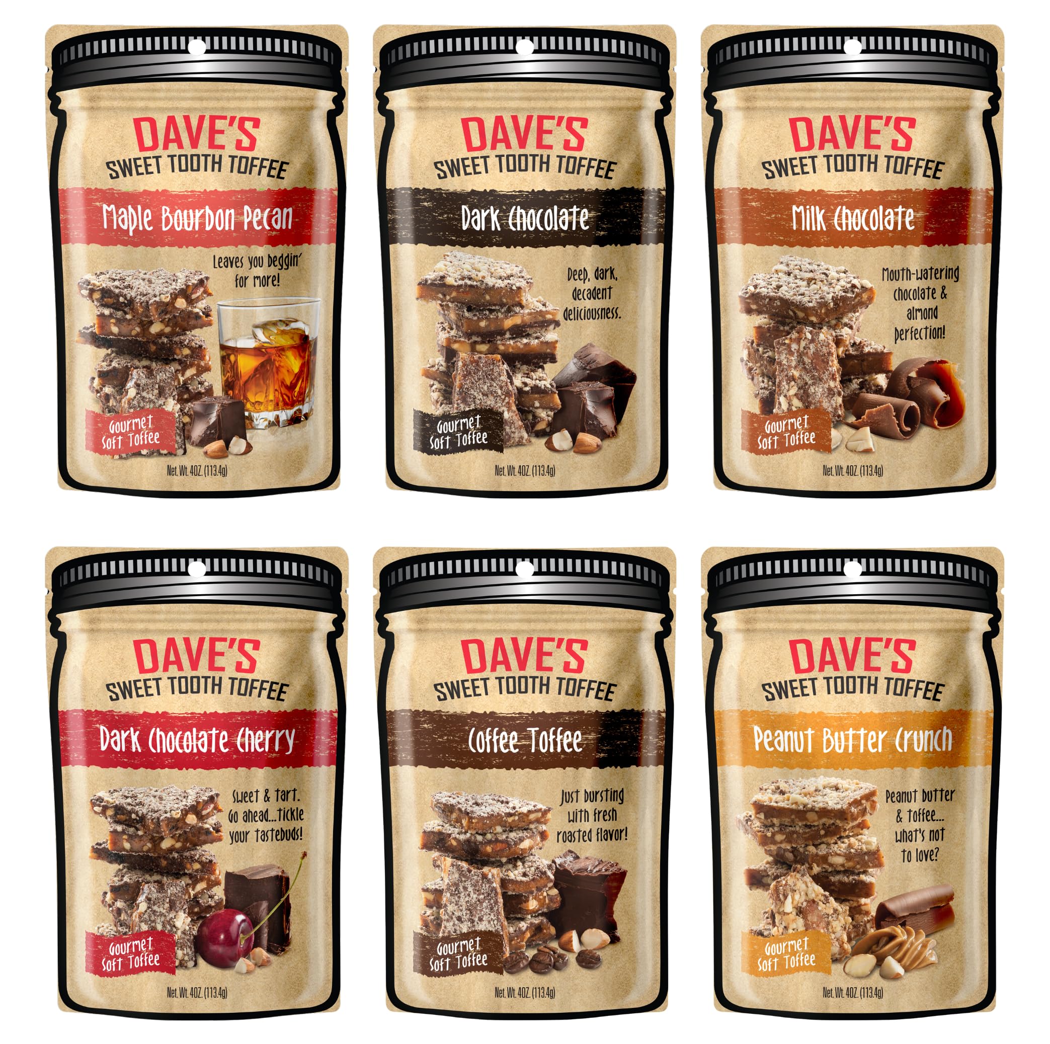 Amazon.com : Dave’s Sweet Tooth Toffee Collection: Indulgent Flavors ...