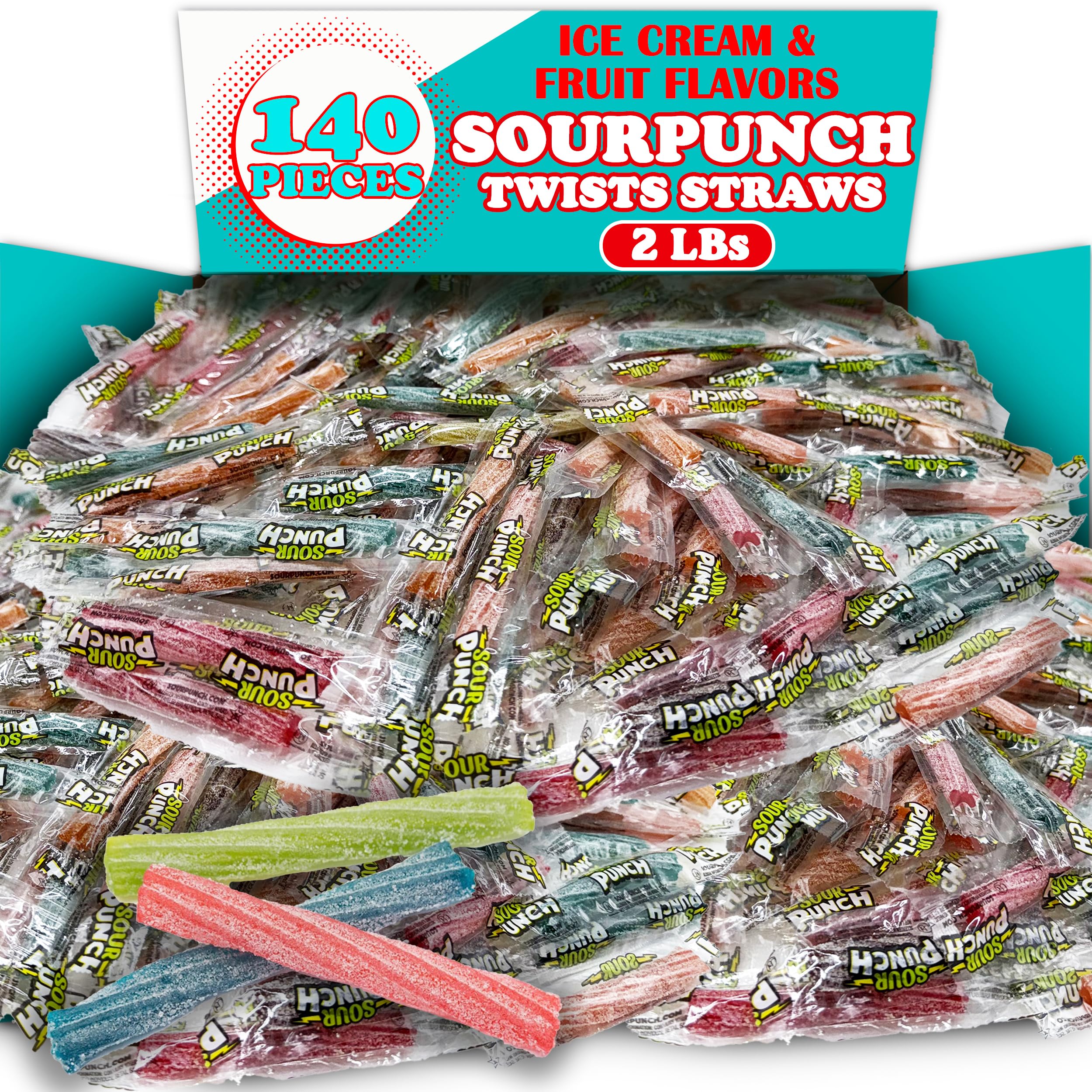Amazon.com : SourPunch Twists Straws Candy, 7 Flavors, 2 Lbs Bulk ...