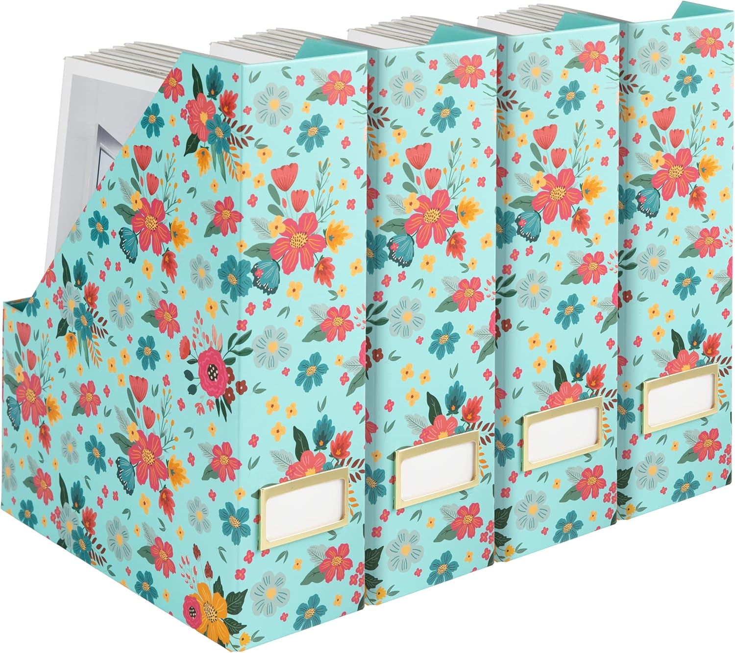 Amazon.com: BLU MONACO Floral Magazine Holder, Set of 4 Foldable ...