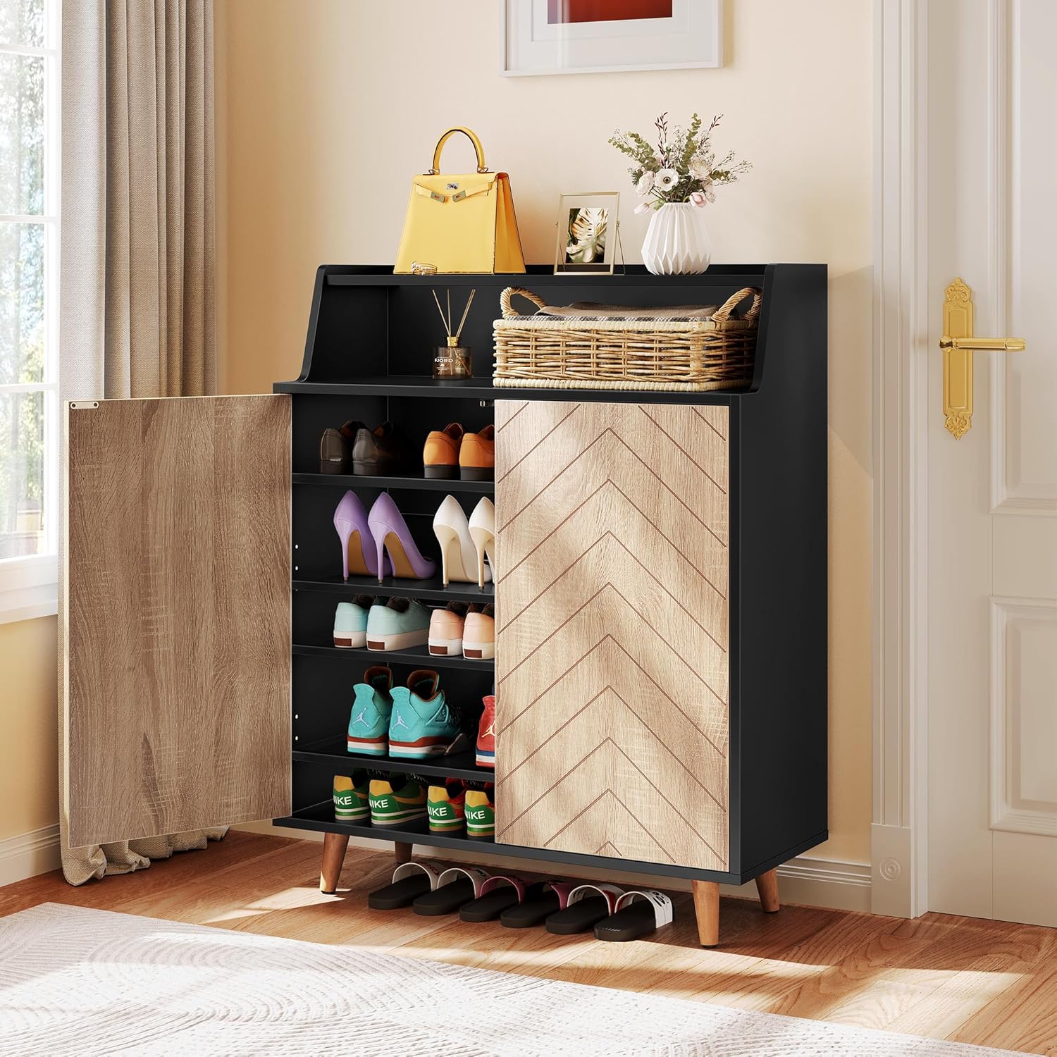 Amazon.com: YITAHOME Shoe Cabinet with Doors, 5-Tier Shoe Storage ...