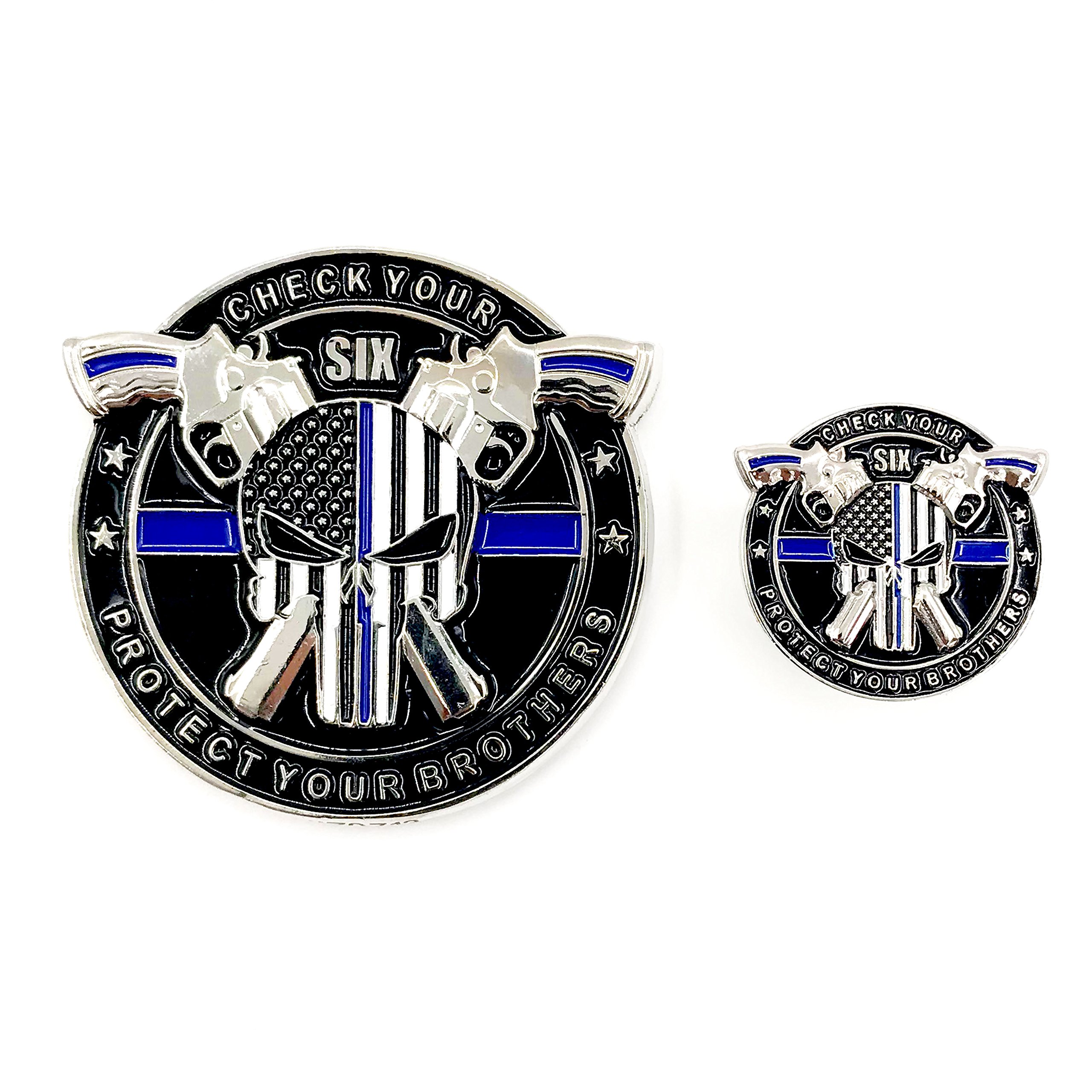 Buy AIIZ Collectibles Police Coin & Pin - Skull Thin Blue Line, Blue ...