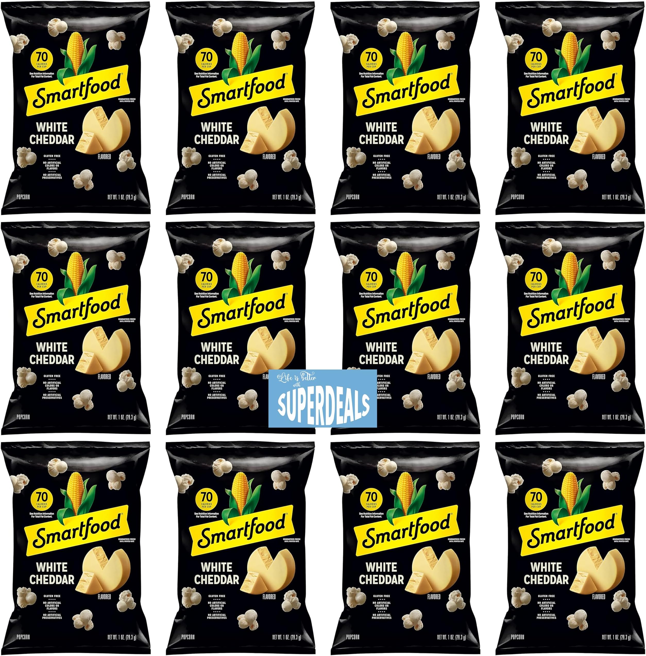 Amazon.com: Smart food Popcorn, White Cheddar, 1 Ounce (Pack of 12 ...
