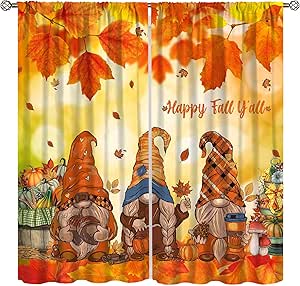 Amazon.com: Fall Autumn Curtains,Fall Gnomes Maple Leaves Forest Rustic ...