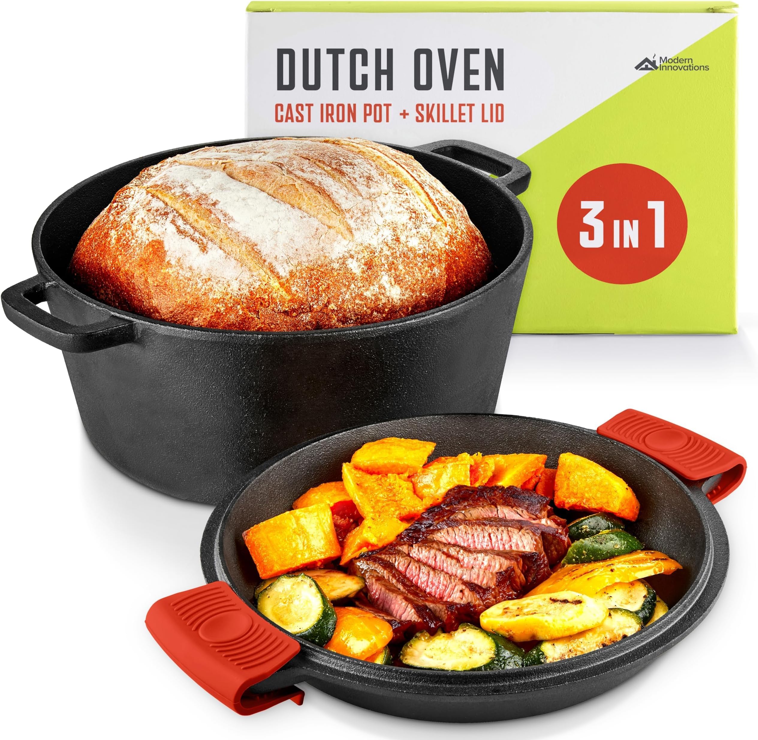 Amazon.com: Modern Innovations 3-in-1 Dutch Oven & Skillet Combo ...