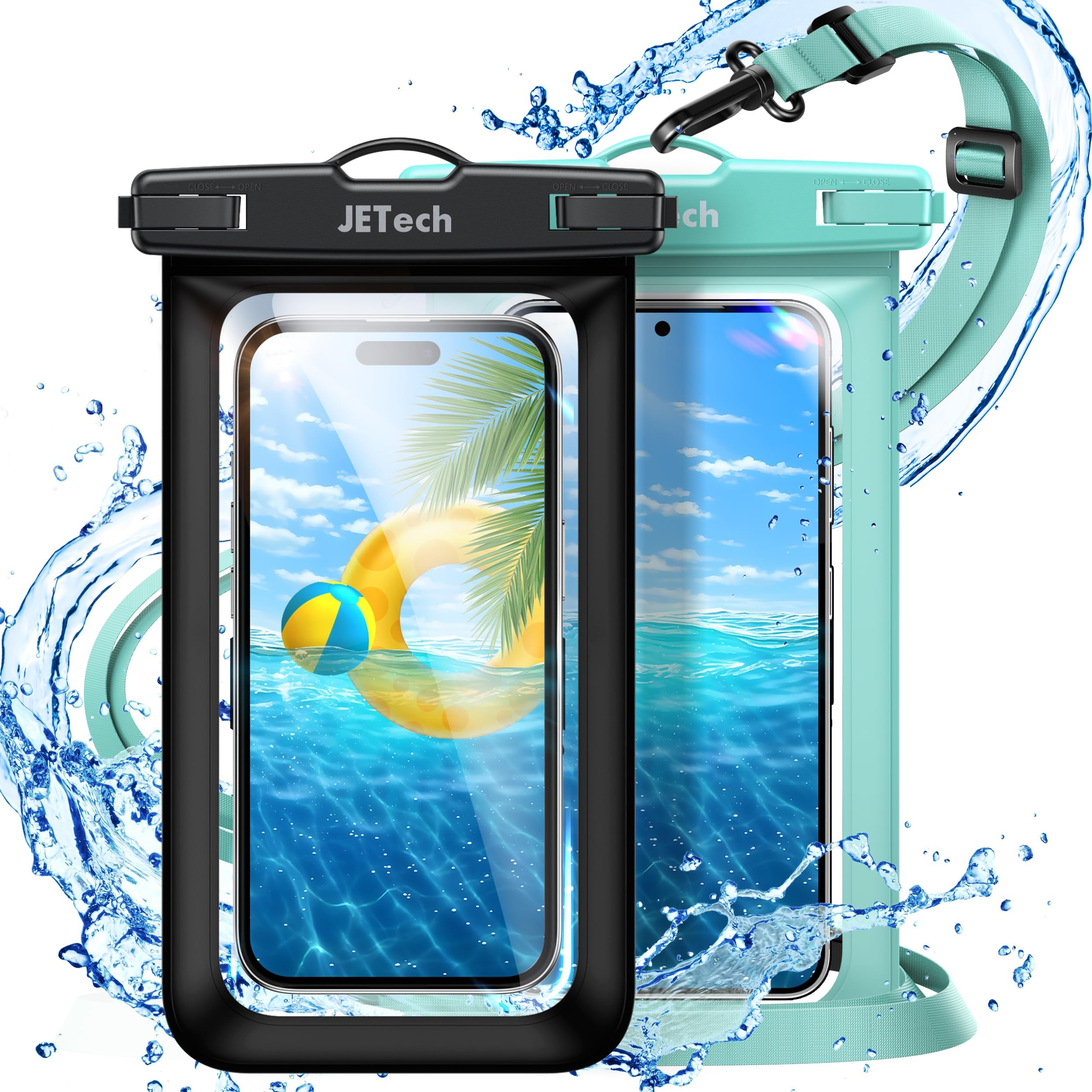 JOTO 2 Pack Floating Waterproof Phone Pouch Up to 7", IPX8 Floatable ...