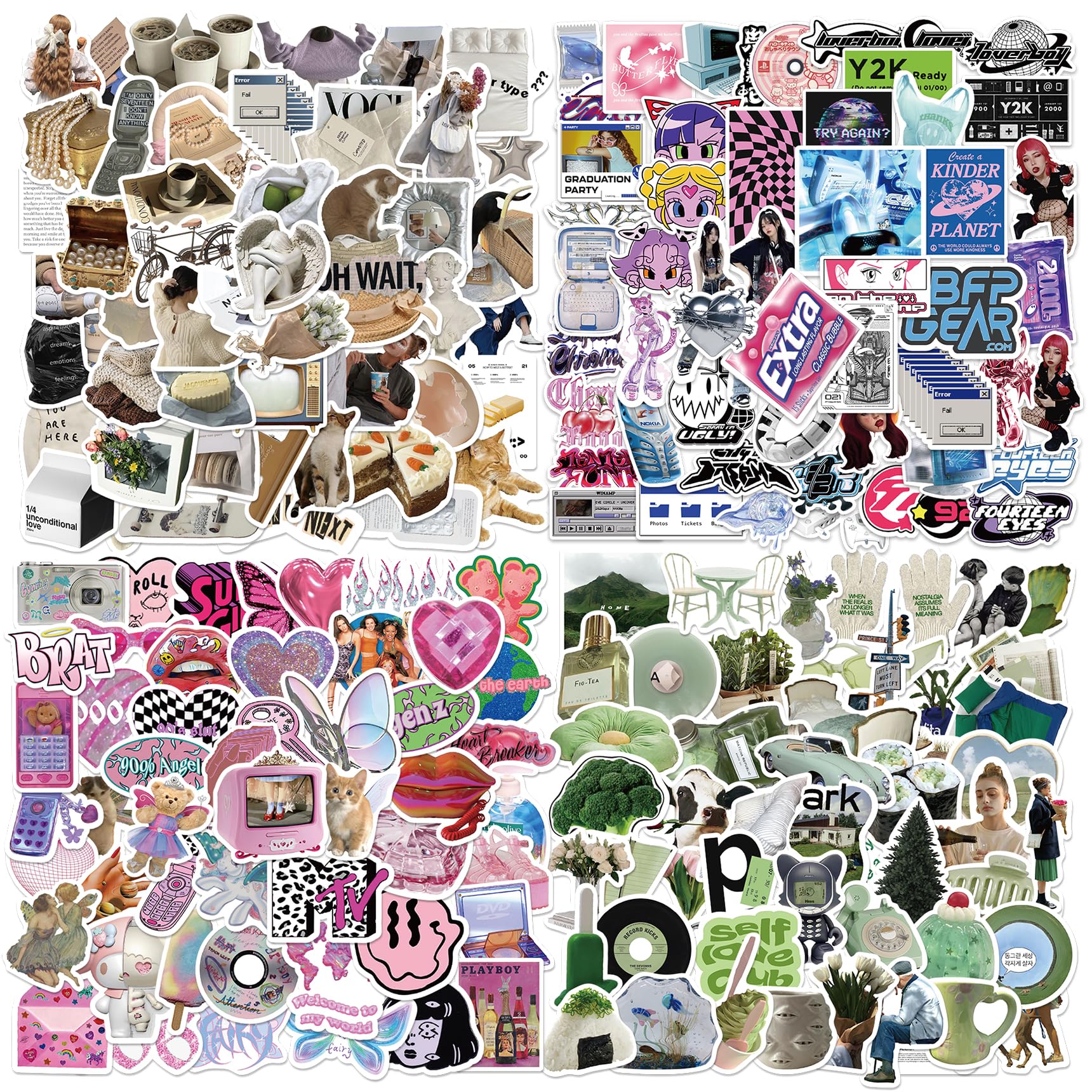 200Pcs Y2K Stickers - Cool 2000s Cyber Trend Stickers for Girls, Women ...