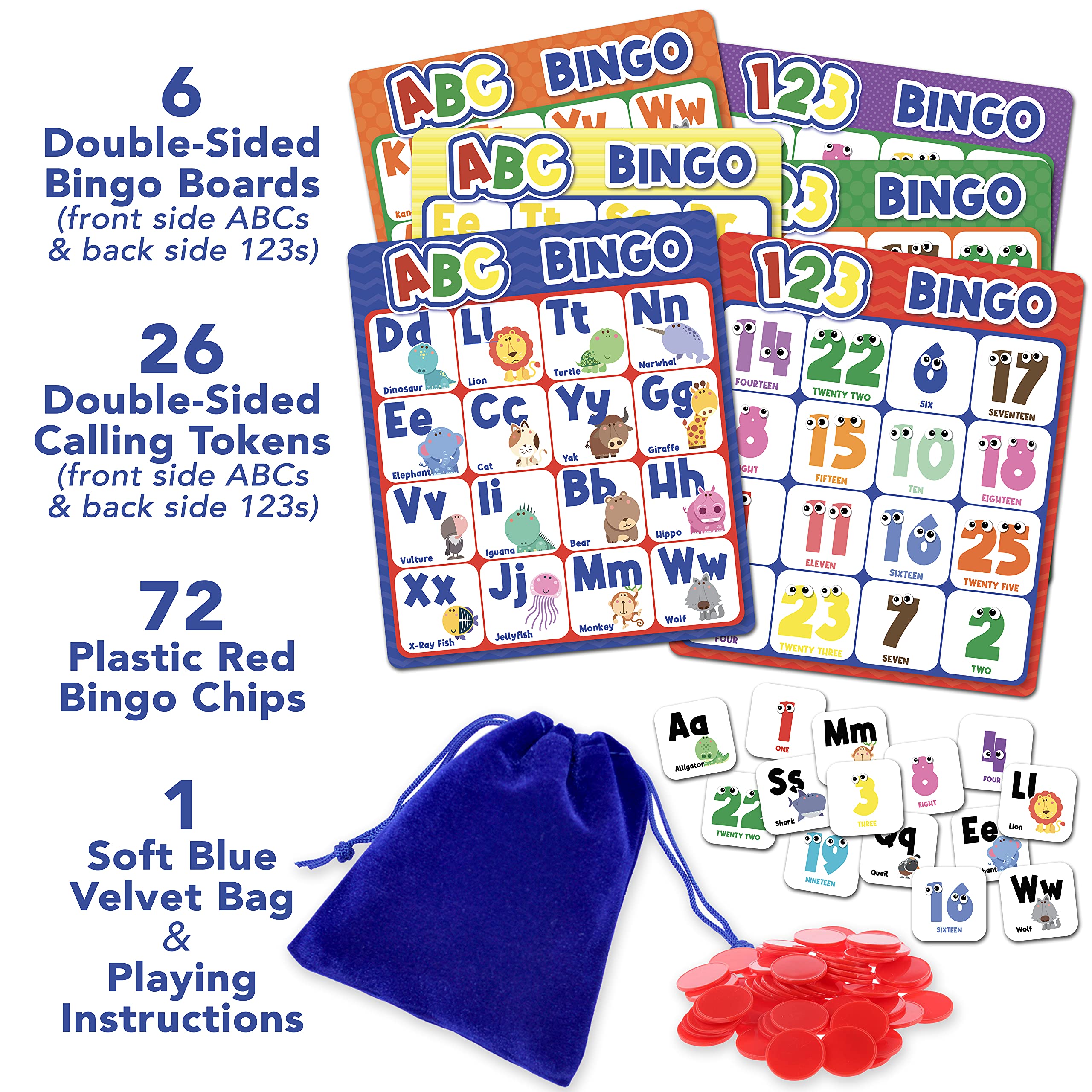 Party Hearty Alphabet and Number, ABC and 123 Bingo Board Game for ...