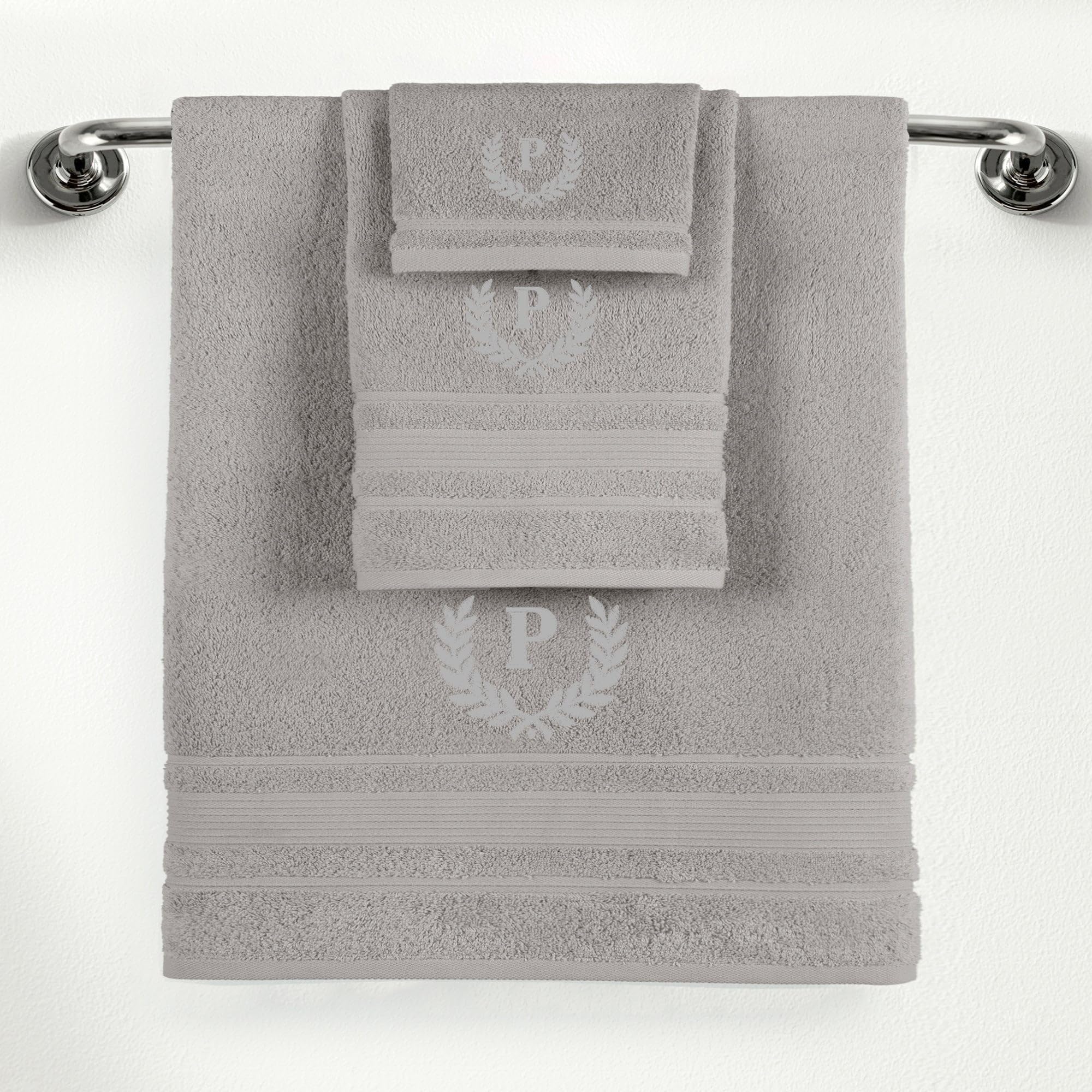 Amazon.com: Ephesos Personalized Custom Monogrammed Grey Towel Set - 3 ...