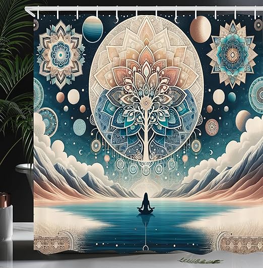 Amazon.com: Ambesonne Mandala Shower Curtain, Ethnic Folk Art to Mystic ...
