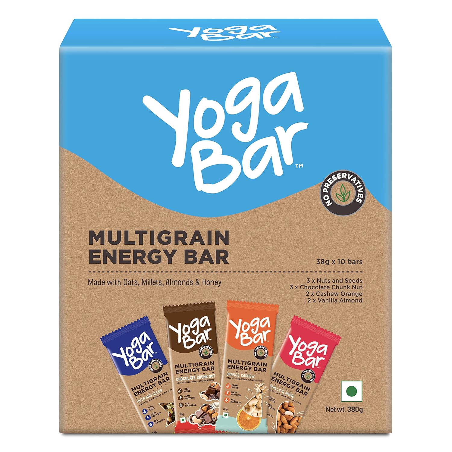 Yogabar Multigrain Energy Bars 380Gm Pack (38G x10) - Healthy Diet with ...