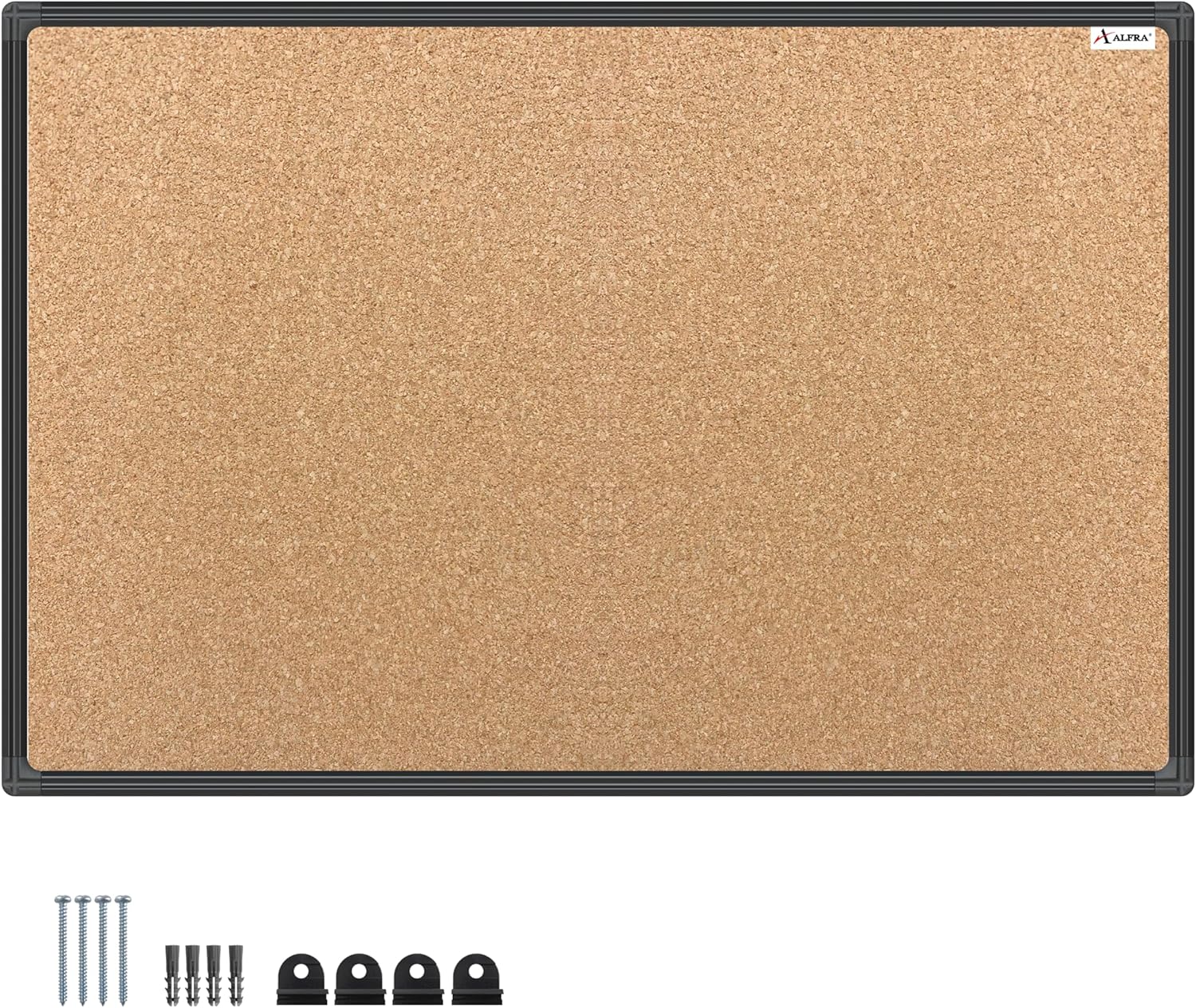 Amazon.com : ALFRA - Cork Bulletin Board, Deluxe Black Plastic Frame ...