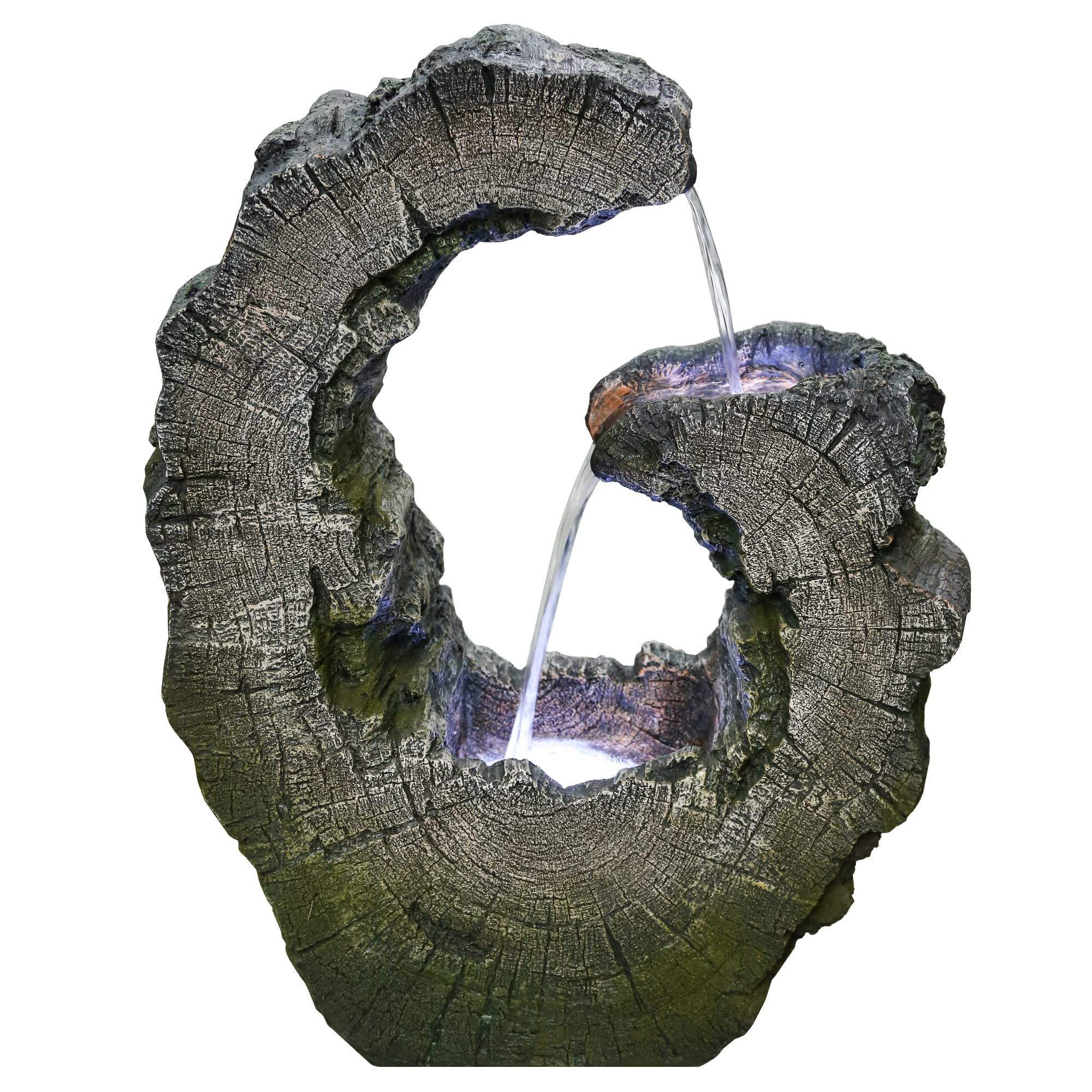Amazon.com : Lighted Tree Trunk Waterfall Outdoor Garden Water Fountain ...