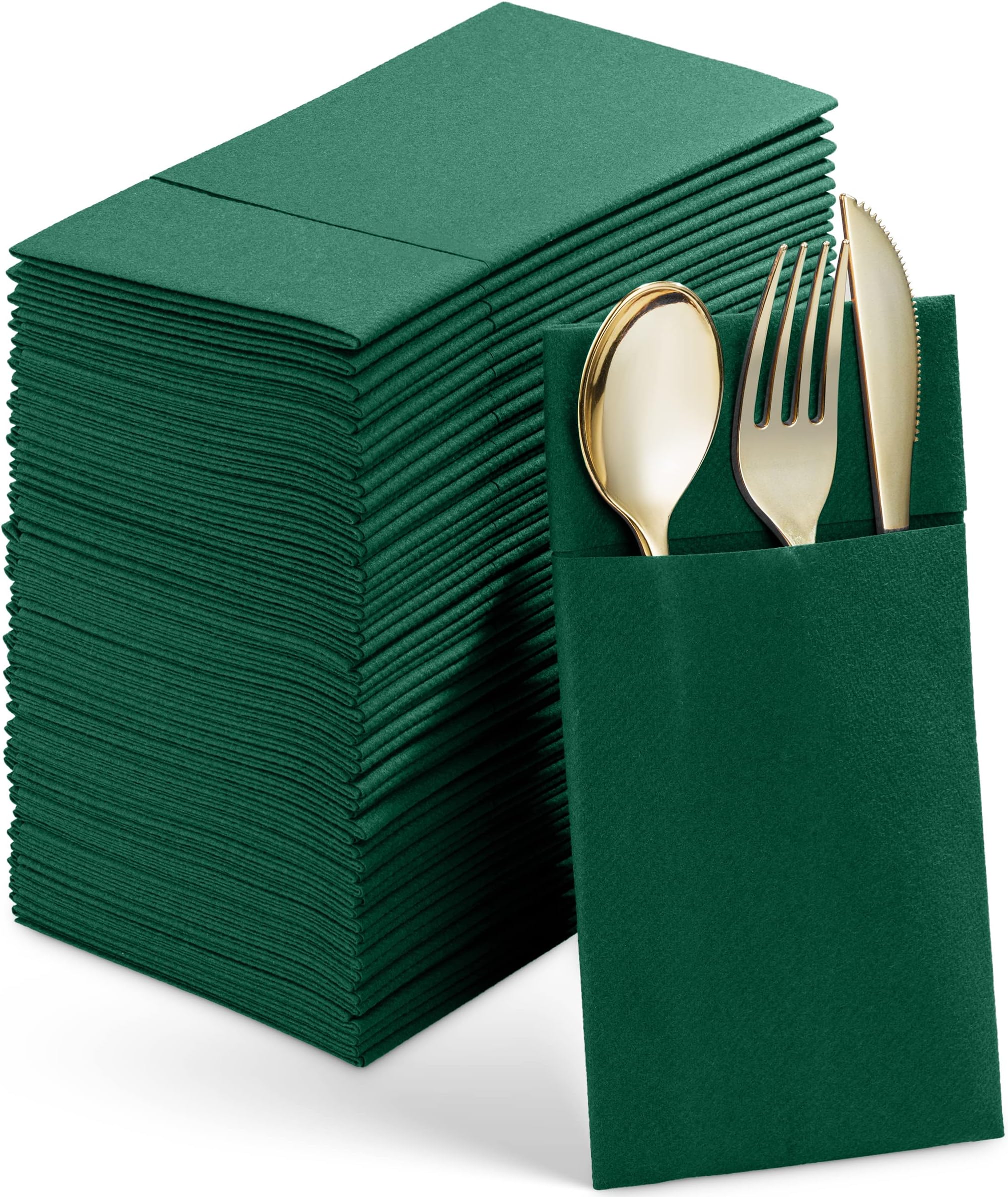 Amazon.com: Disposable Linen-Feel Dinner Napkins With Built-in Flatware ...