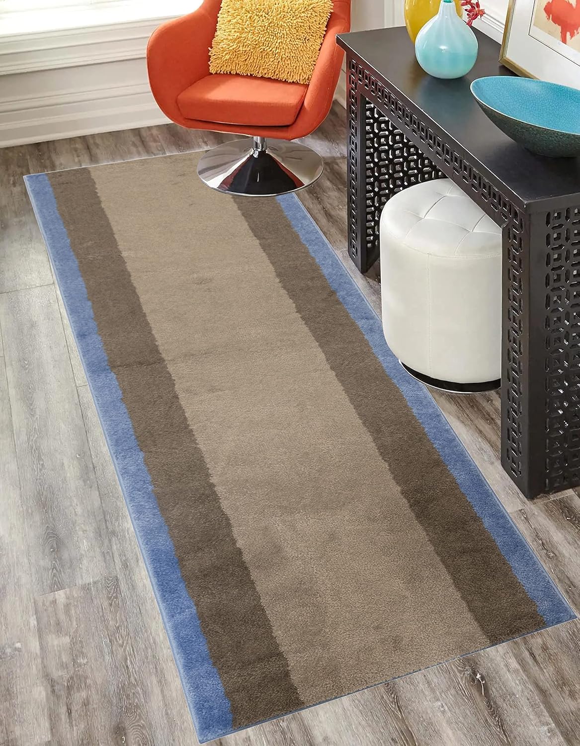 Amazon.com: Washable Custom Size Runner Rug Brick Geometric Design Grey ...