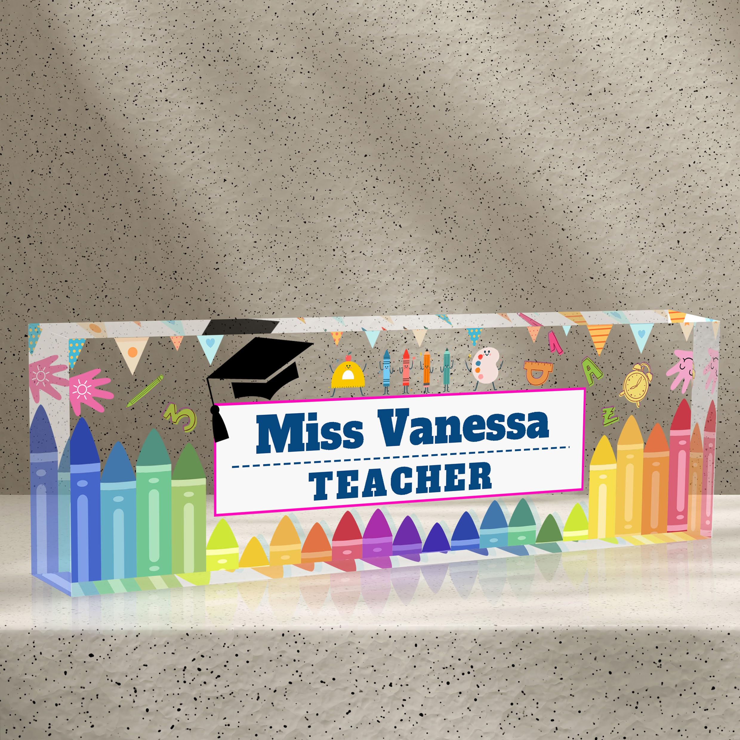 Amazon.com: Teacher Name Plates for Desk, Acrylic Name Plate ...