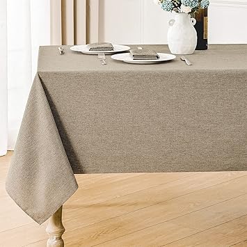 Amazon.com: Veblandy Rectangle Tablecloth Linen Textured Waterproof ...