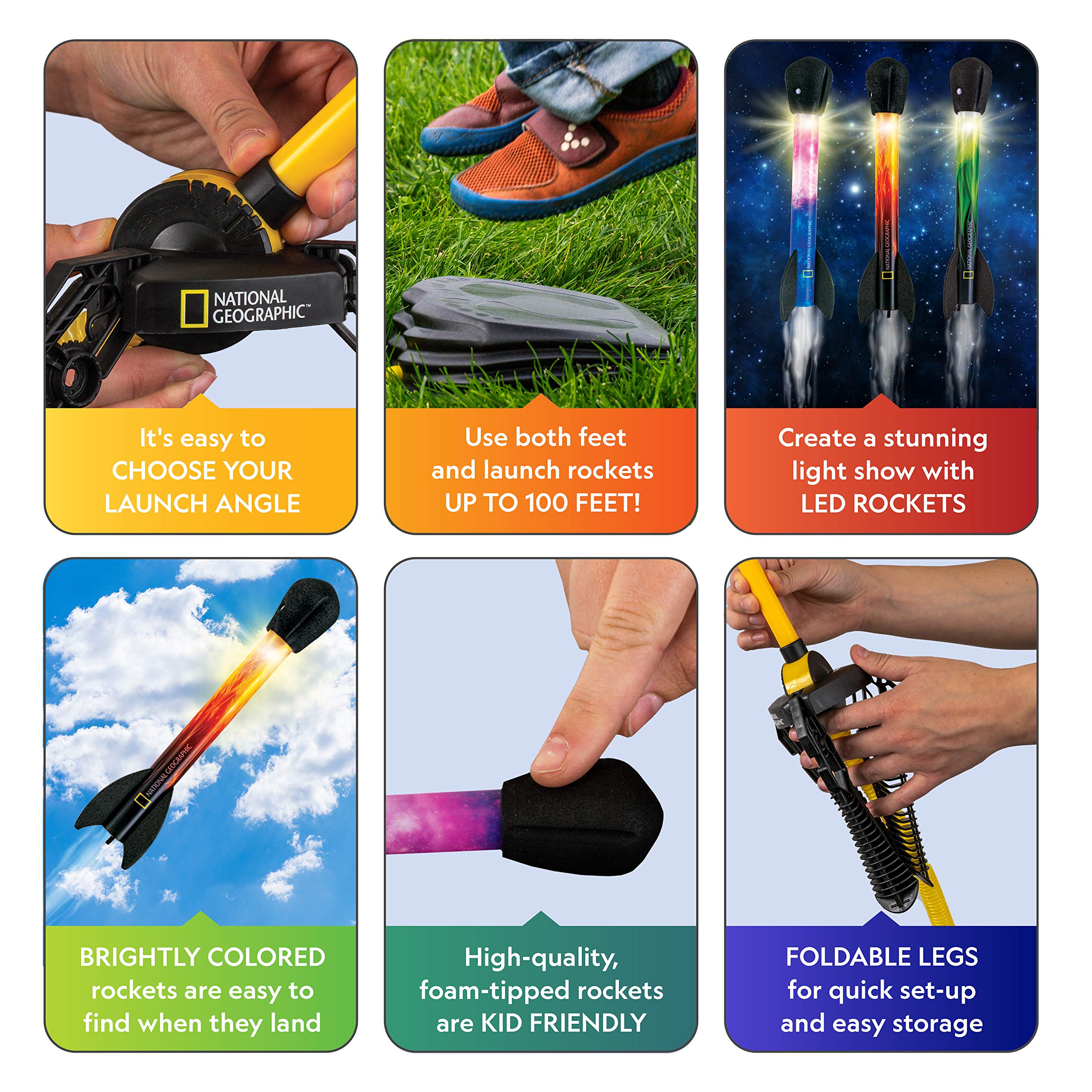 Buy NATIONAL GEOGRAPHIC Air Rocket Toy – Ultimate LED Rocket Launcher ...