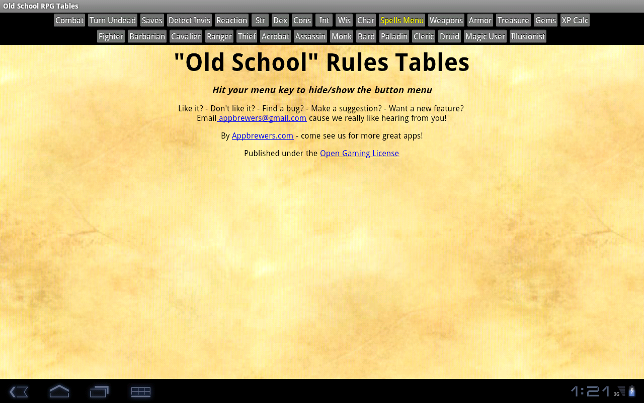 Old School RPG Tables - App on Amazon Appstore