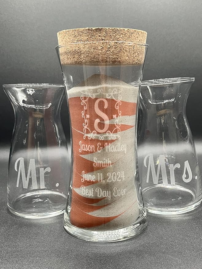 Amazon.com: Personalized Wedding Sand Ceremony Set w/Cork stopper ...