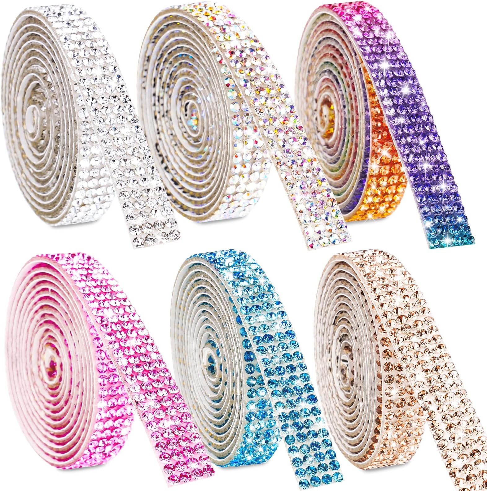 Amazon.com: 10 Rolls Self Adhesive Rhinestone Ribbon Crystal Diamond ...
