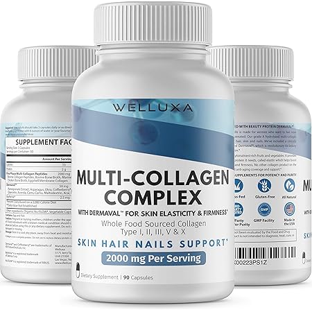 Amazon.com: Premium Multi Collagen Pills (2000 mg) Type I,II,III,V,X ...
