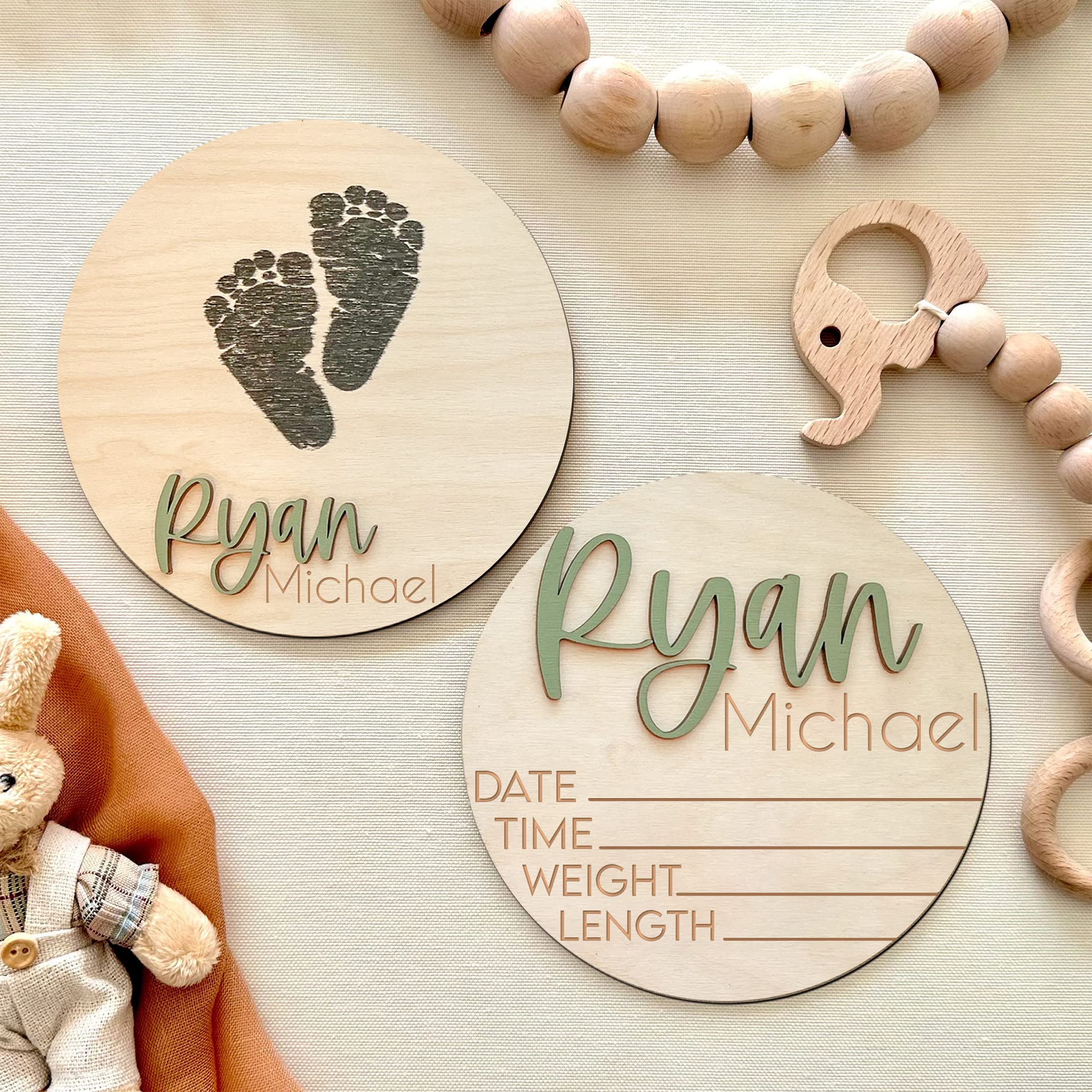 Amazon.com: NAZENTI Personalized Wooden Baby Name Announcement Signs ...